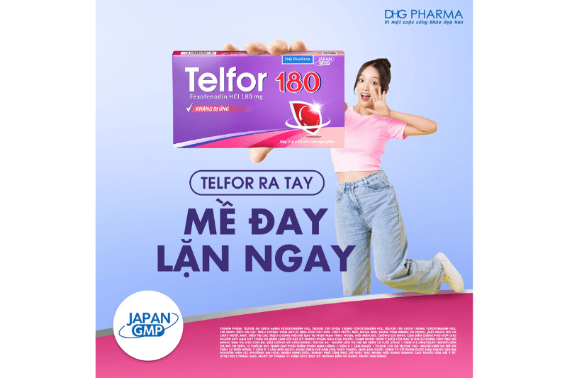 Telfor 180 DHG - Thuốc chống viêm mũi dị ứng và mề đay (Hộp 20 viên)